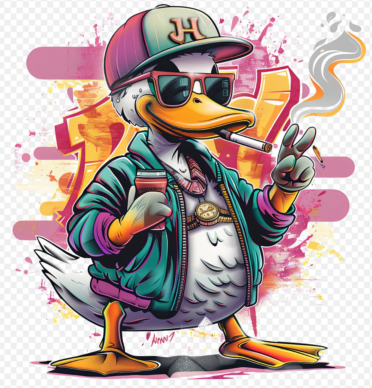 Gangster Duck Graffiti Set of 10 PNG Duck Graffiti Cartoon Gangster ...