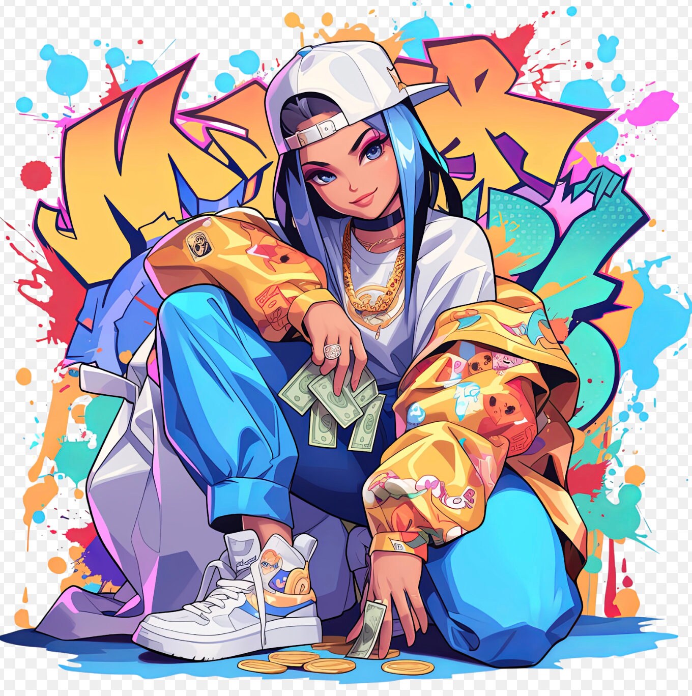 Girl Graduation Graffiti Hold a Money Set of 10 PNG Graffiti Hiphop ...