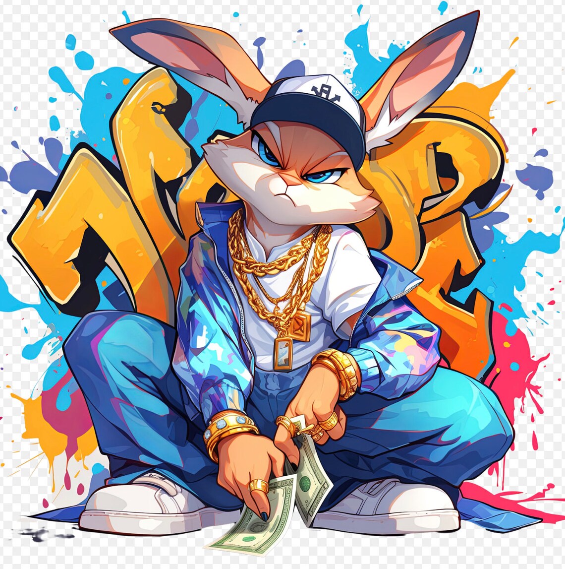Bunny Clipart Graffiti Gangster Hold a Money Set of 10 PNG Graffiti ...