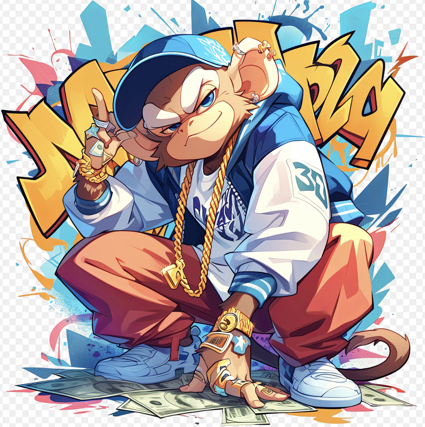 Gaming Monkey Graffiti Gangster Hold a Money Set of 10 PNG Graffiti ...