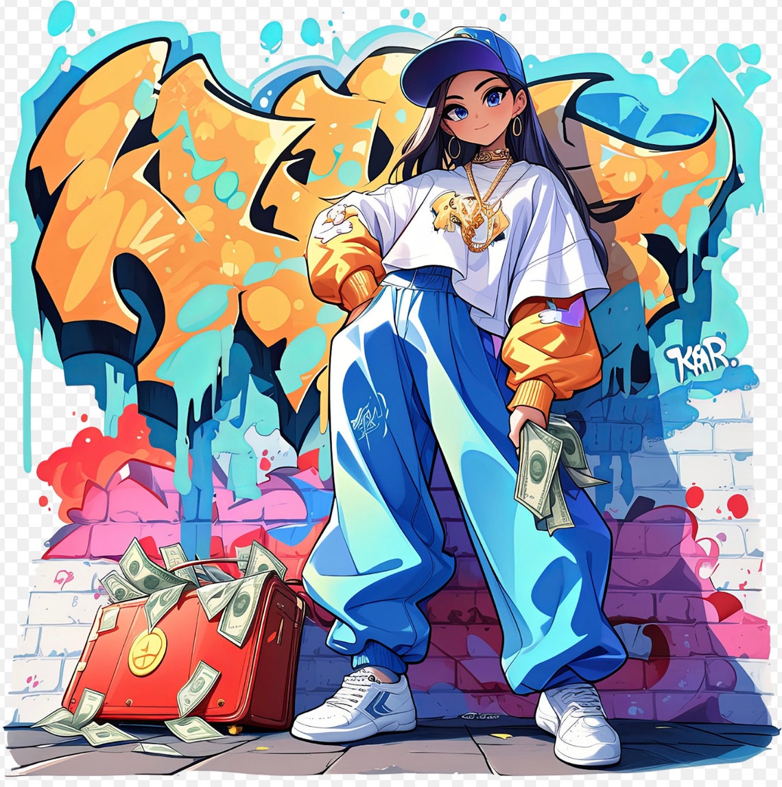 Girl Graduation Graffiti Hold a Money Set of 10 PNG Graffiti Hiphop ...