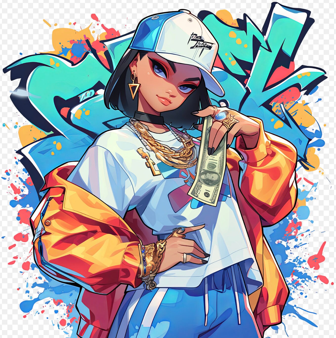 Girl Graduation Graffiti Hold a Money Set of 10 PNG Graffiti Hiphop ...