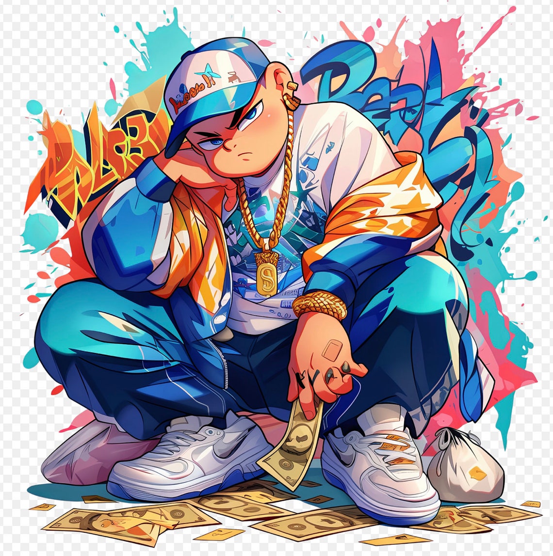 Boy Graffiti Clipart Set of 10 PNG High Quality Streetwear Art Baby ...