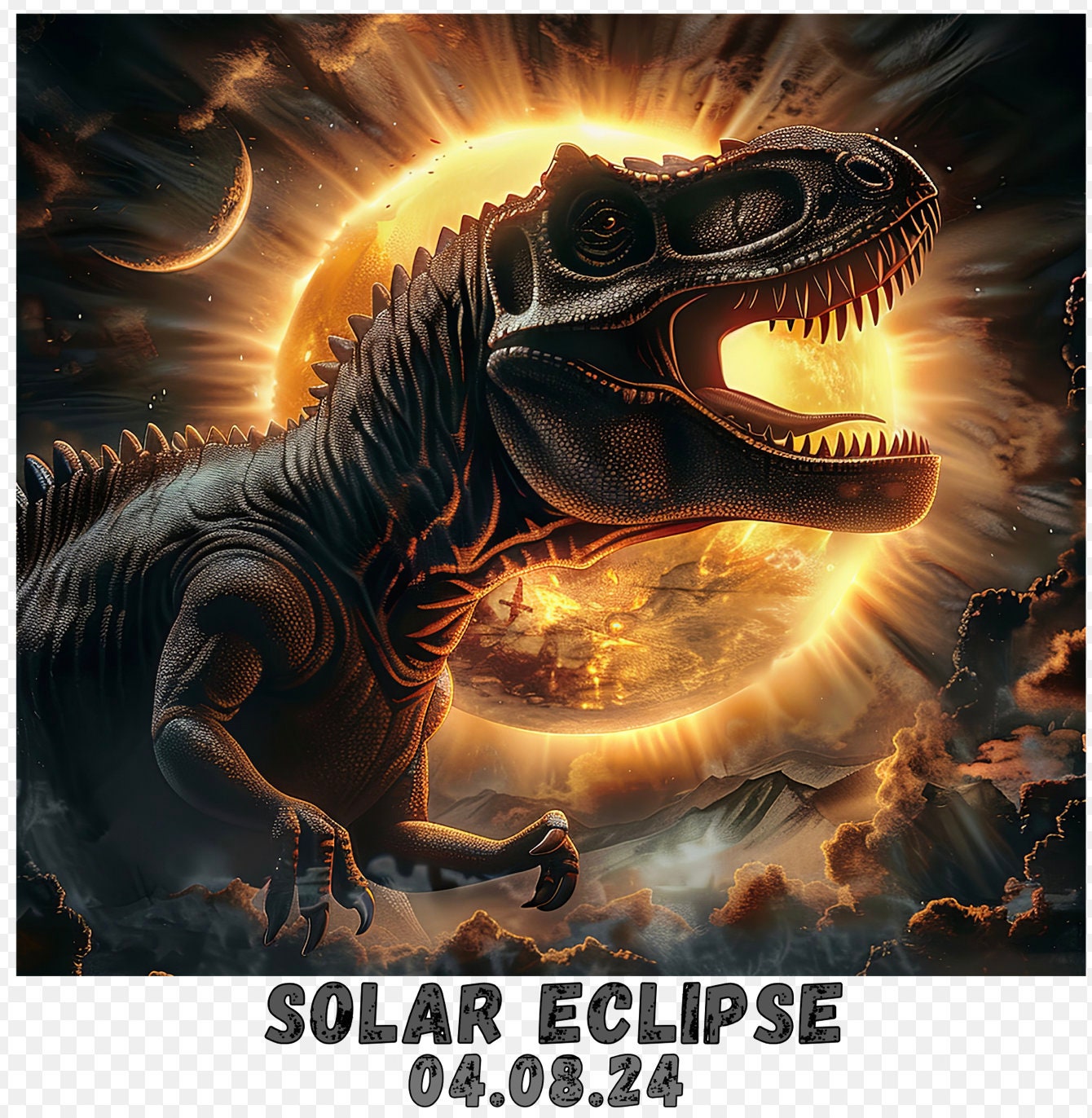 Solar Eclipse 2024 Dinosaur Clipart Set of 10 PNG High Quality Dinosaur ...