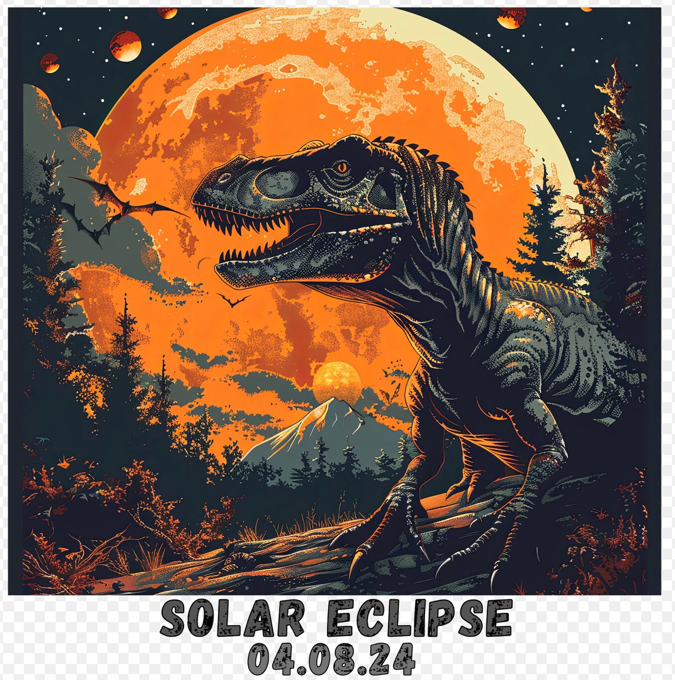 Solar Eclipse 2024 Dinosaur Clipart Set of 10 PNG High Quality Dinosaur ...