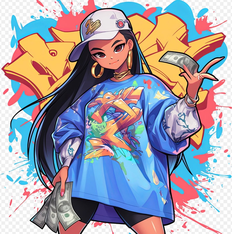 Girl Graduation Graffiti Hold a Money Set of 10 PNG Graffiti Hiphop ...