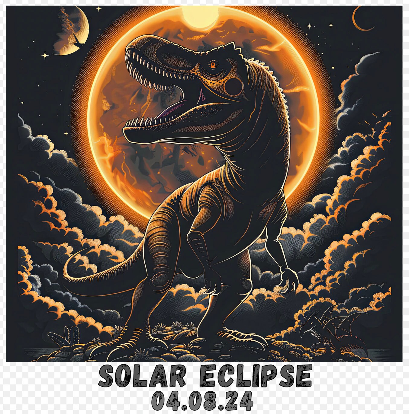 Solar Eclipse 2024 Dinosaur Clipart Set of 10 PNG High Quality Dinosaur ...