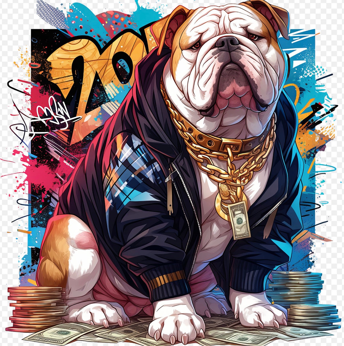Graffiti Gangster Bulldog Hold a Money Set of 10 PNG Graffiti Hiphop ...
