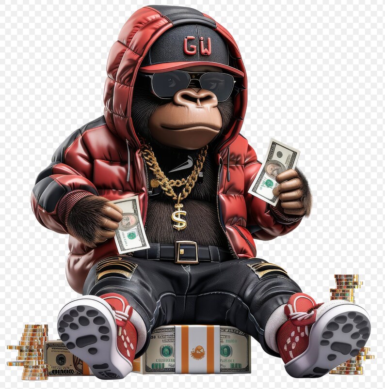 Graffiti Hip Hop Panda Holding Money Set of 10 PNG Gorilla Cheetah ...