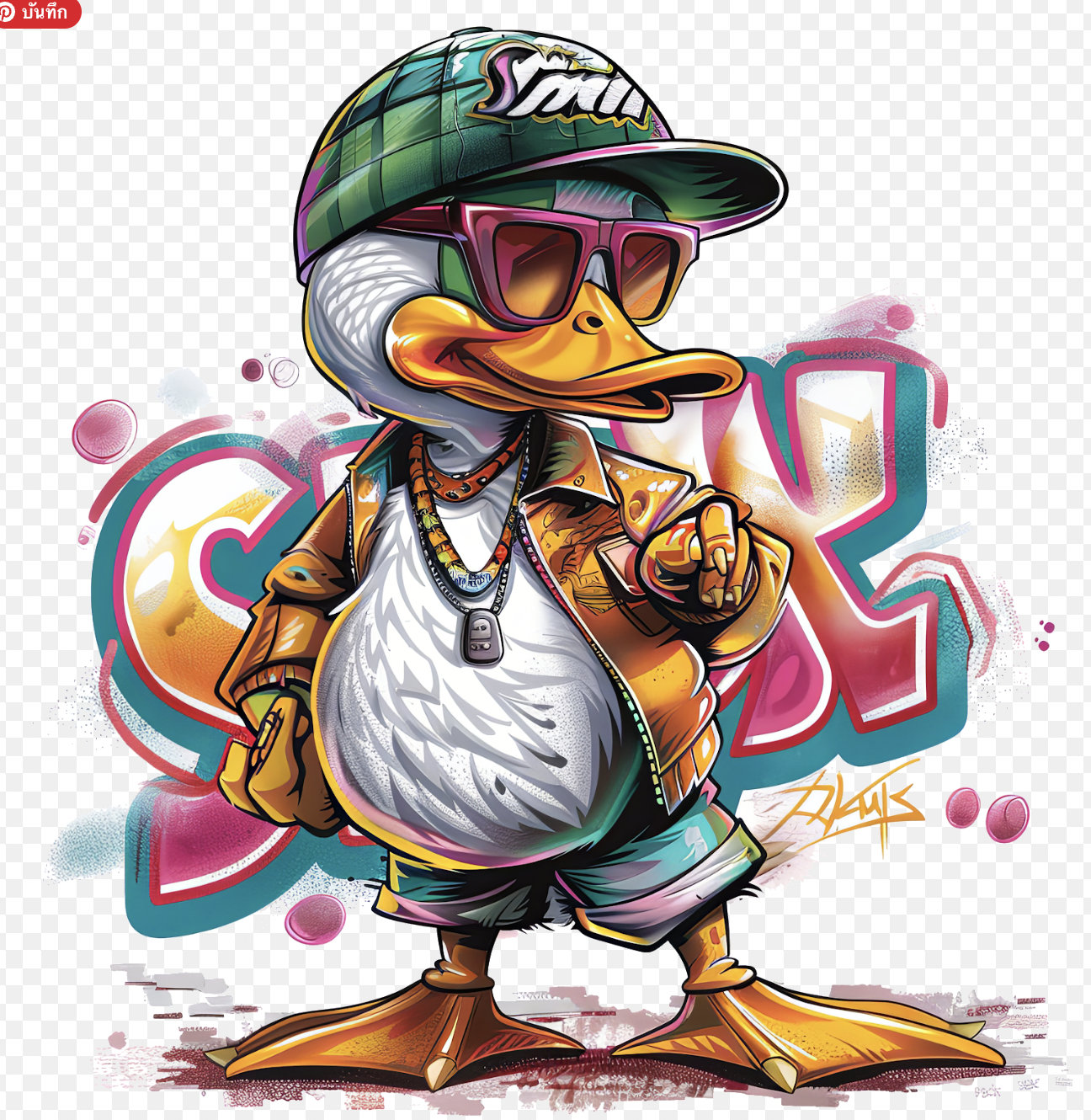 Gangster Duck Graffiti PNG Clipart Set, Streetwear Cartoon (digital ...