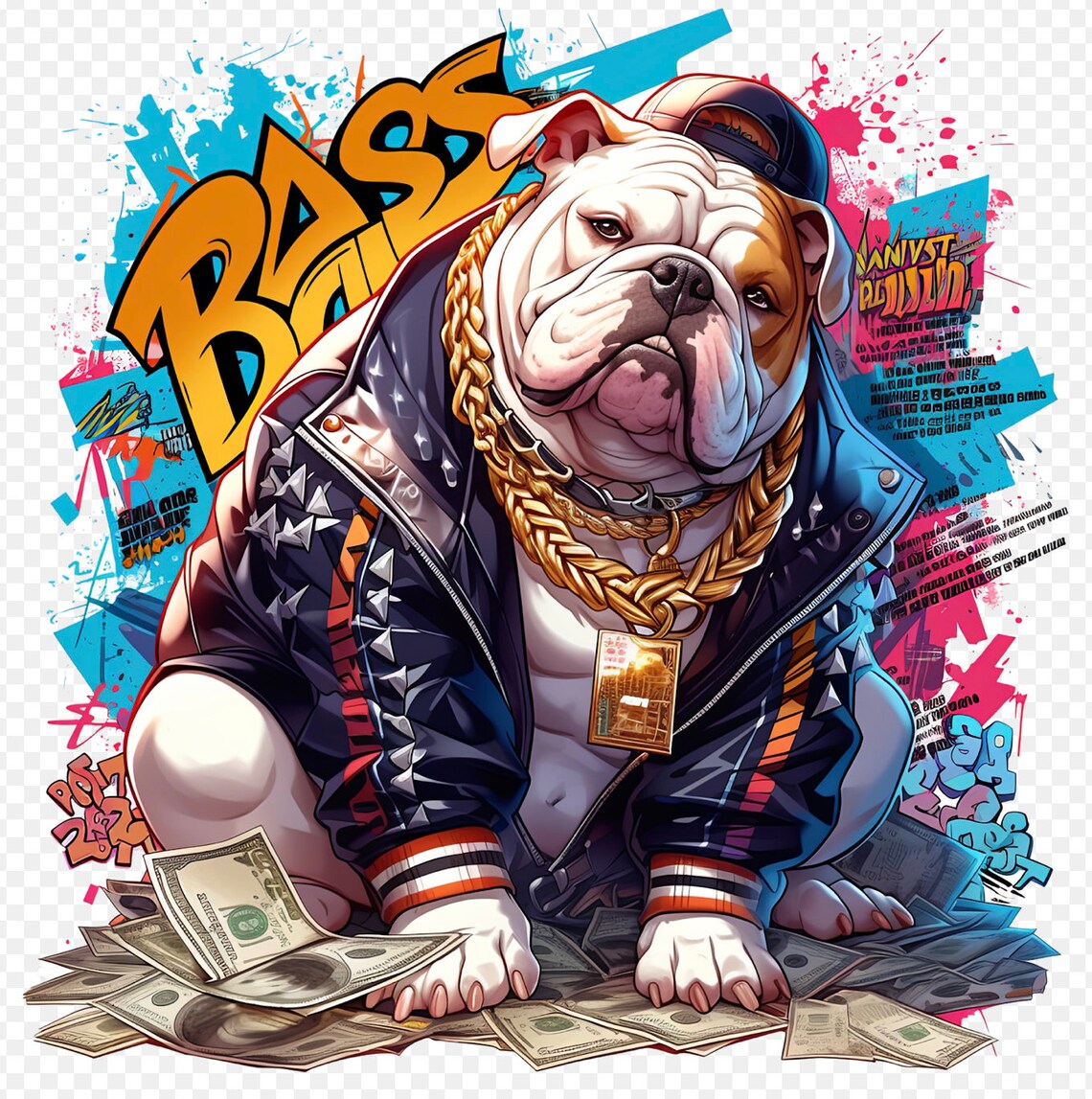 Graffiti Gangster Bulldog Hold a Money Set of 10 PNG Graffiti Hiphop ...