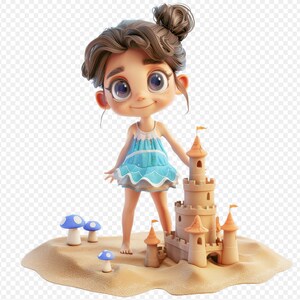 Girl Beach Summer Clipart Set of 10 PNG High Quality Cute Summer PNG ...