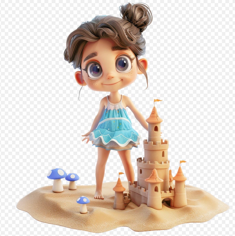 Girl Beach Summer Clipart Set of 10 PNG High Quality Cute Summer PNG ...