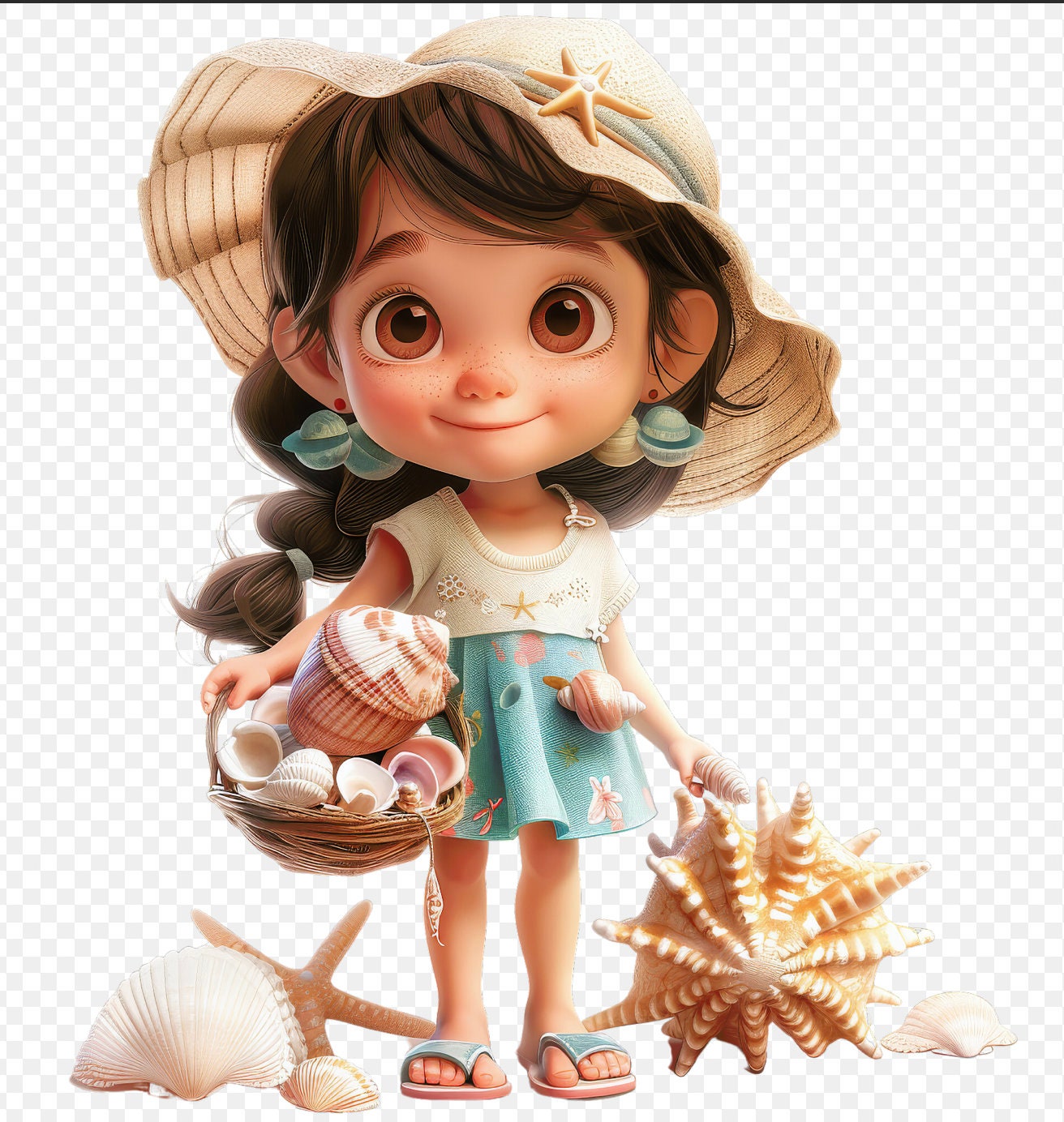 Girl Beach Summer Clipart Set of 10 PNG High Quality Cute Summer PNG ...