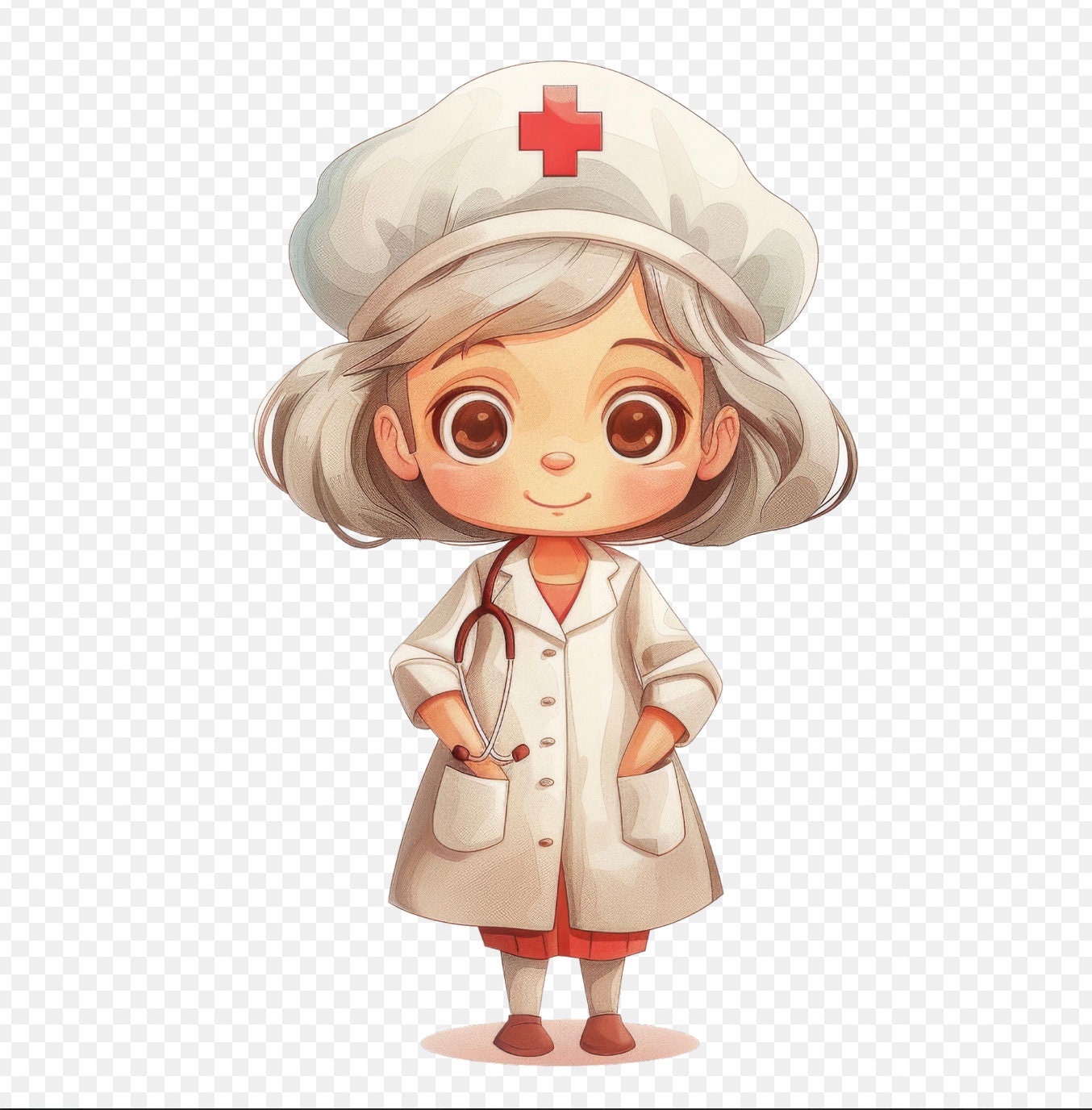 Nurse Cartoon Set of 12 Clipart Medical Elements Healthcare Projects ...