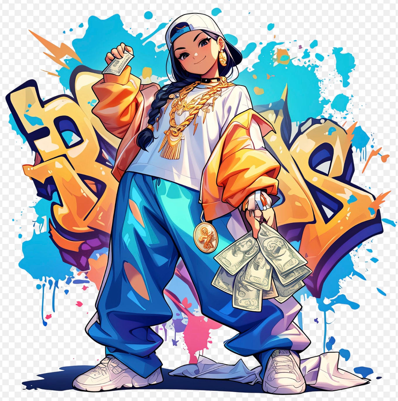 Girl Graduation Graffiti Hold a Money Set of 10 PNG Graffiti Hiphop ...