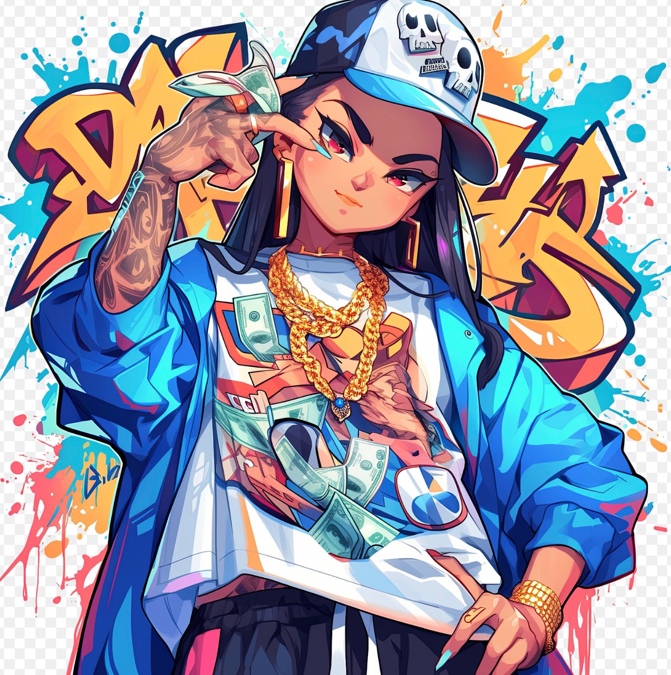 Girl Graduation Graffiti Hold a Money Set of 10 PNG Graffiti Hiphop ...
