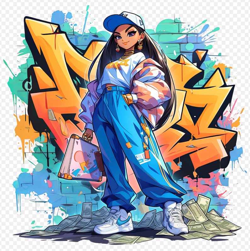 Girl Graduation Graffiti Hold a Money Set of 10 PNG Graffiti Hiphop ...