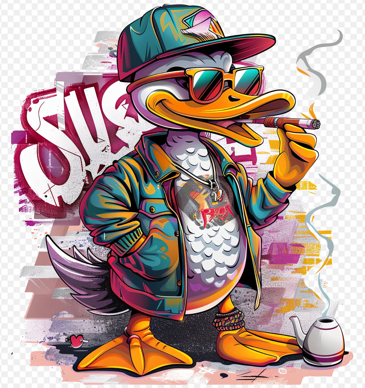 Gangster Duck Graffiti Set of 10 PNG Duck Graffiti Cartoon Gangster ...