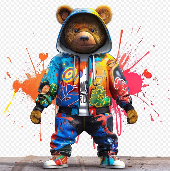 Teddy Bear Graffiti Set of 10 PNG High Quality Prints Sublimation Design Teddy Bear Digital Gamer Gaming Lover Streetwear Art for T Shirt Etsy UK
