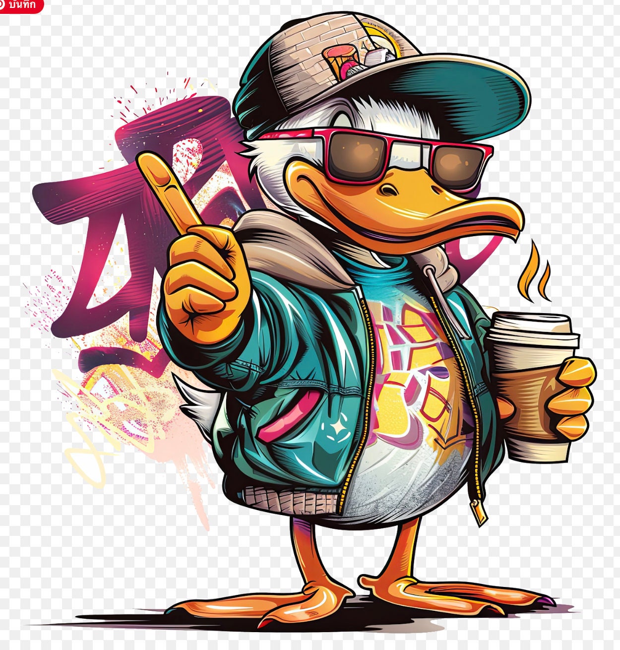 Gangster Duck Graffiti Set of 10 PNG Duck Graffiti Cartoon Gangster ...