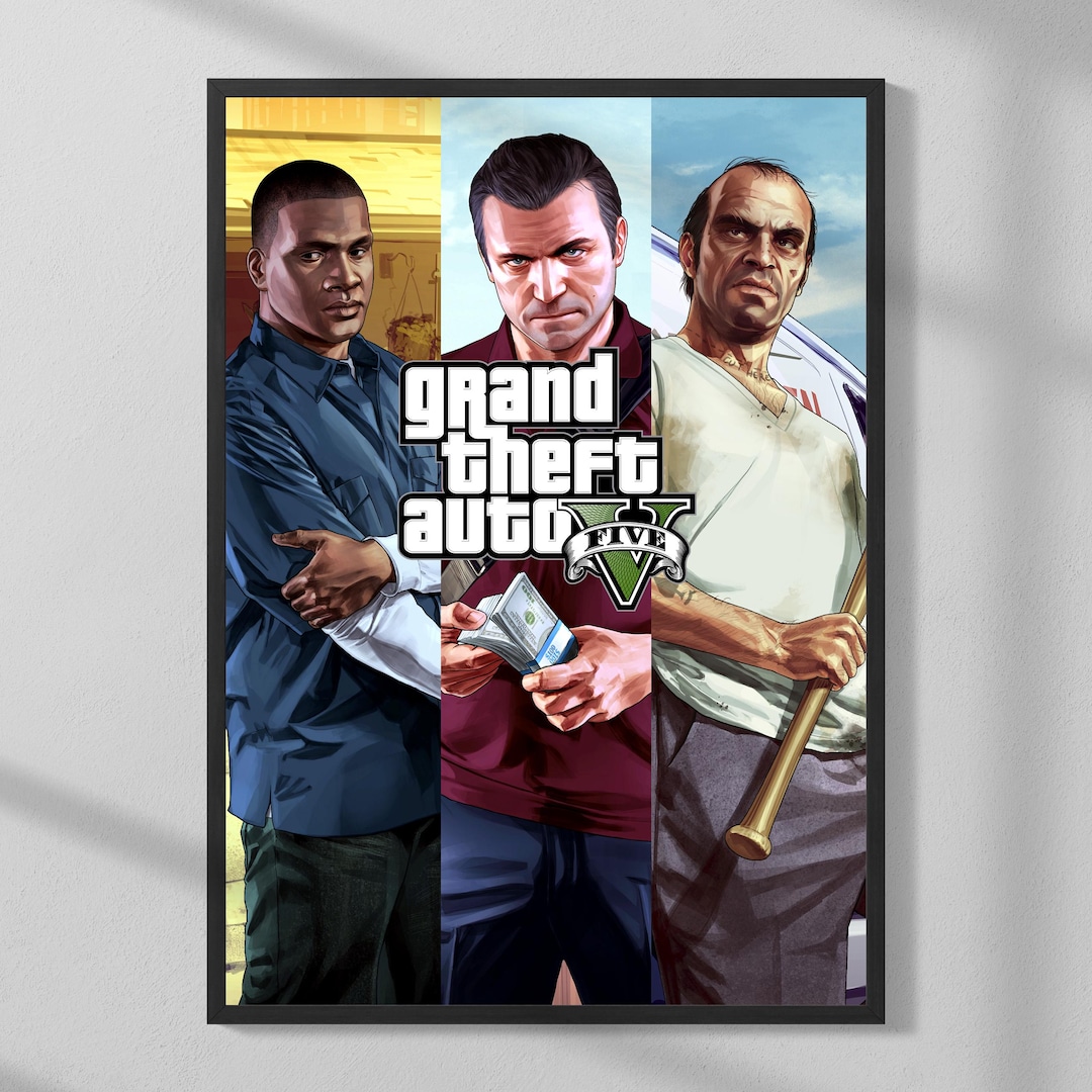 GTA V All Characters Gaming Poster A3 Wall Art Gaming Prints Video Game ...