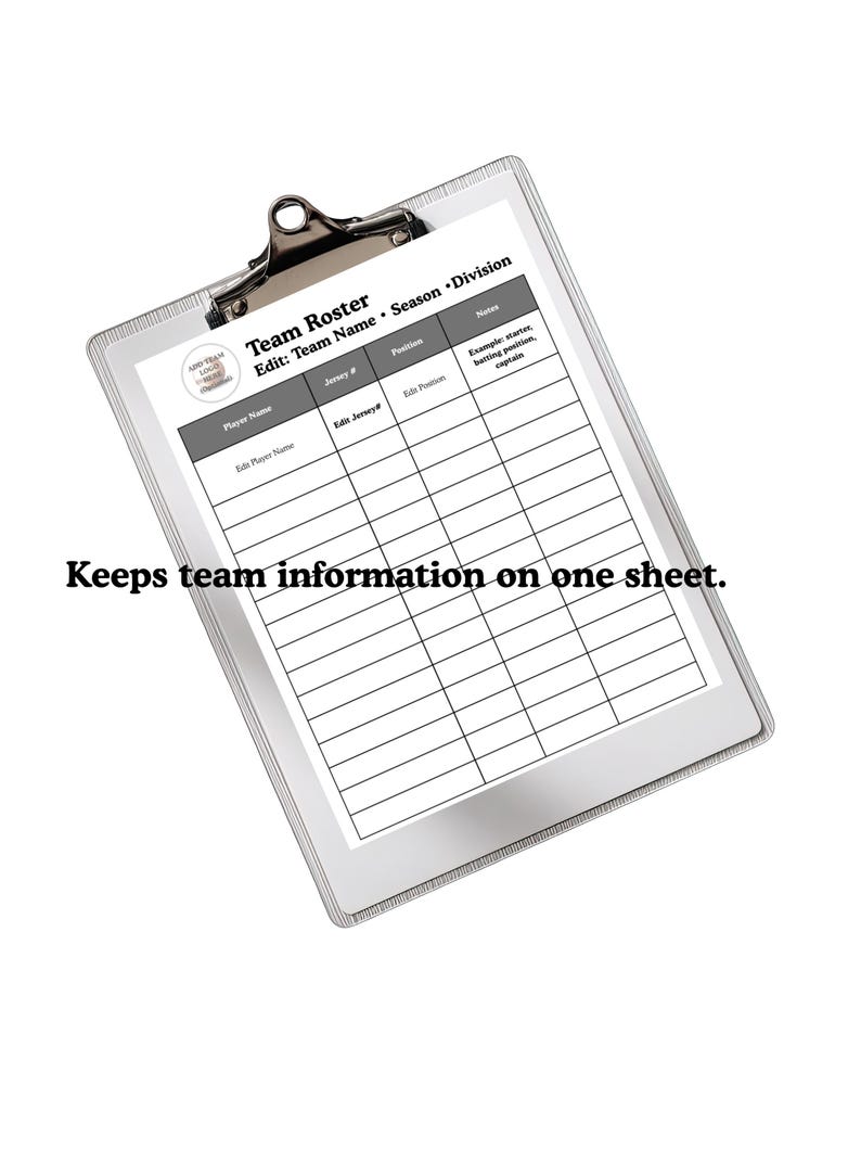 Team Roster Printable | Youth Sports Team Roster | Editable Canva ...