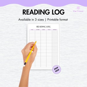 Digital Book Tracker Reading Log Book Review Journal A3, A4 & A5 ...