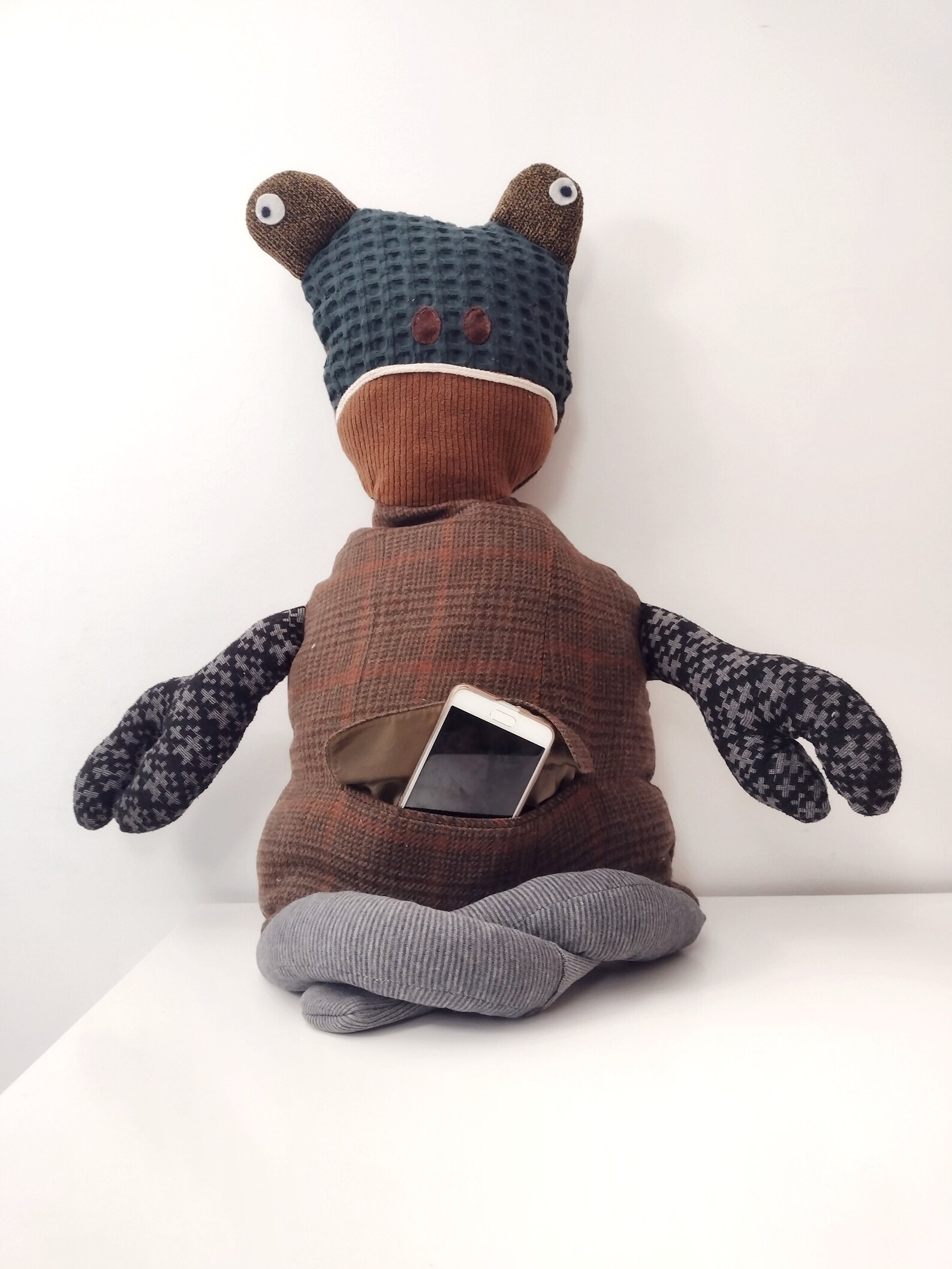 Grumpy Frog Artisan Toy, Chubby Toad Art Doll in Tweed Jacket, Whimsy ...