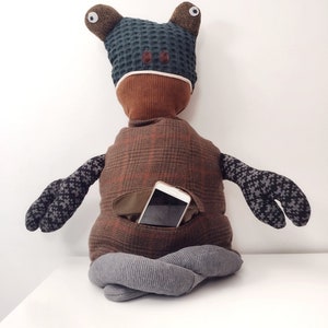 Grumpy Frog Artisan Toy, Chubby Toad Art Doll in Tweed Jacket, Whimsy ...
