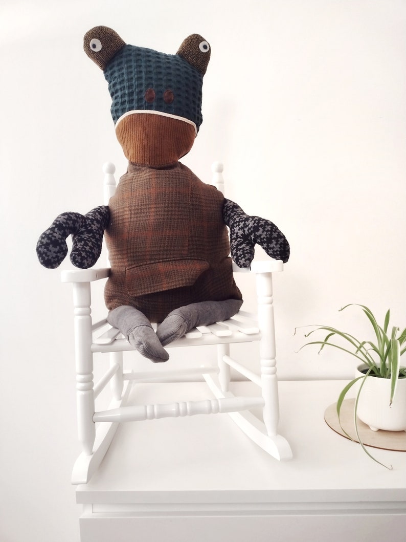 Grumpy Frog Artisan Toy, Chubby Toad Art Doll in Tweed Jacket, Whimsy ...