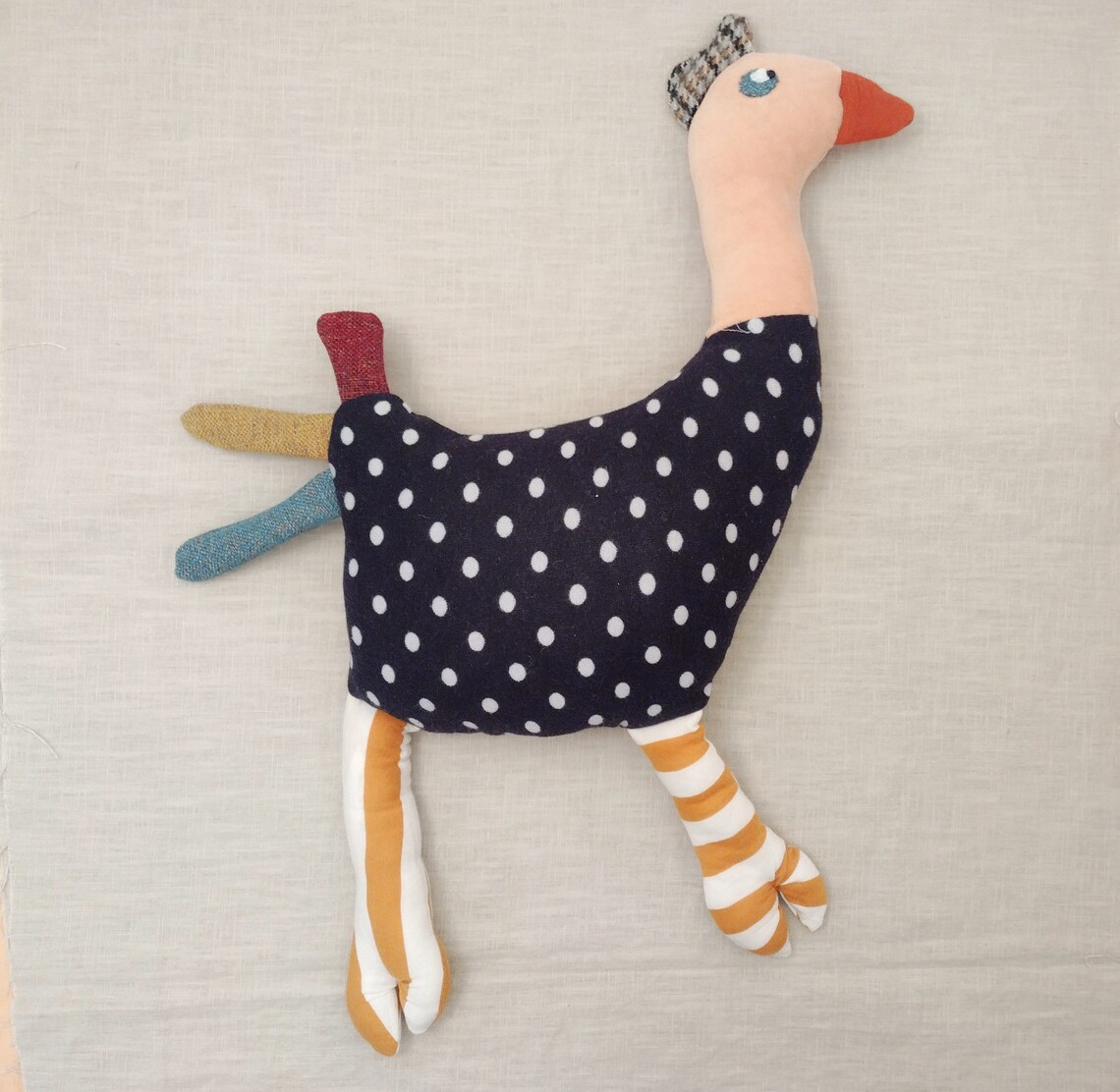 Dotty Bird Soft Toy With Long Legs, Big Stuffed Animal Travel Pillow ...