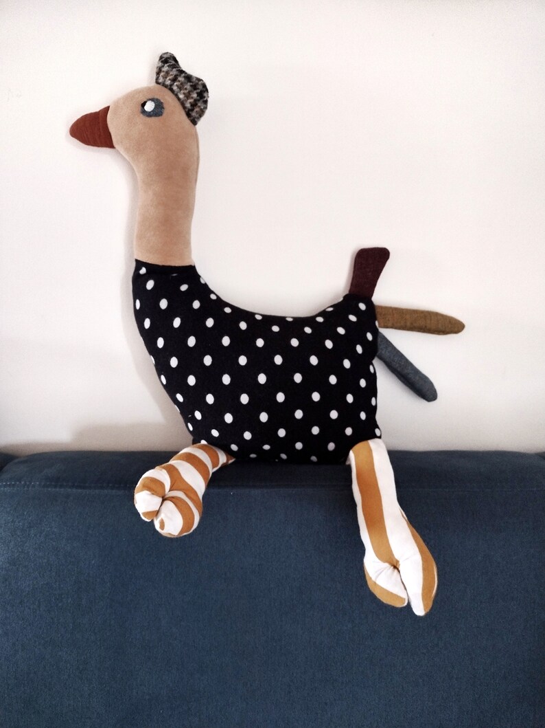 Dotty Bird Soft Toy With Long Legs, Big Stuffed Animal Travel Pillow ...