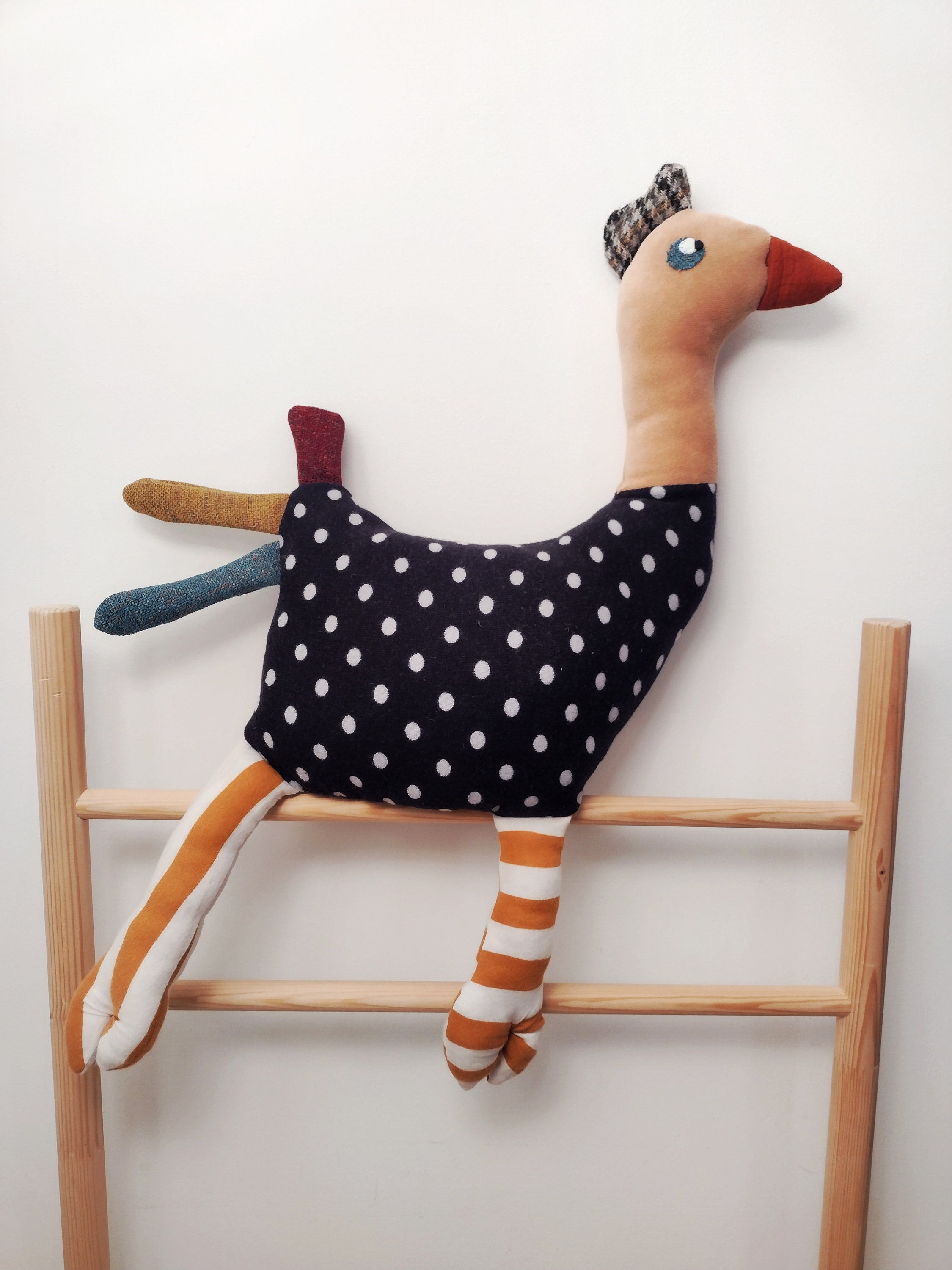 Dotty Bird Soft Toy With Long Legs, Big Stuffed Animal Travel Pillow ...