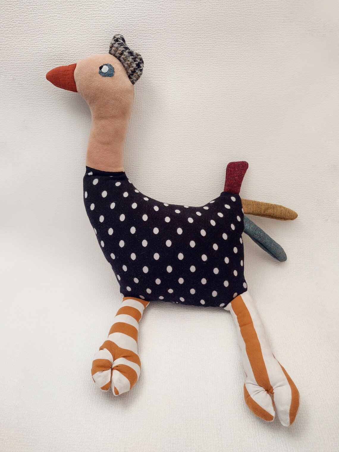 Dotty Bird Soft Toy With Long Legs, Big Stuffed Animal Travel Pillow ...