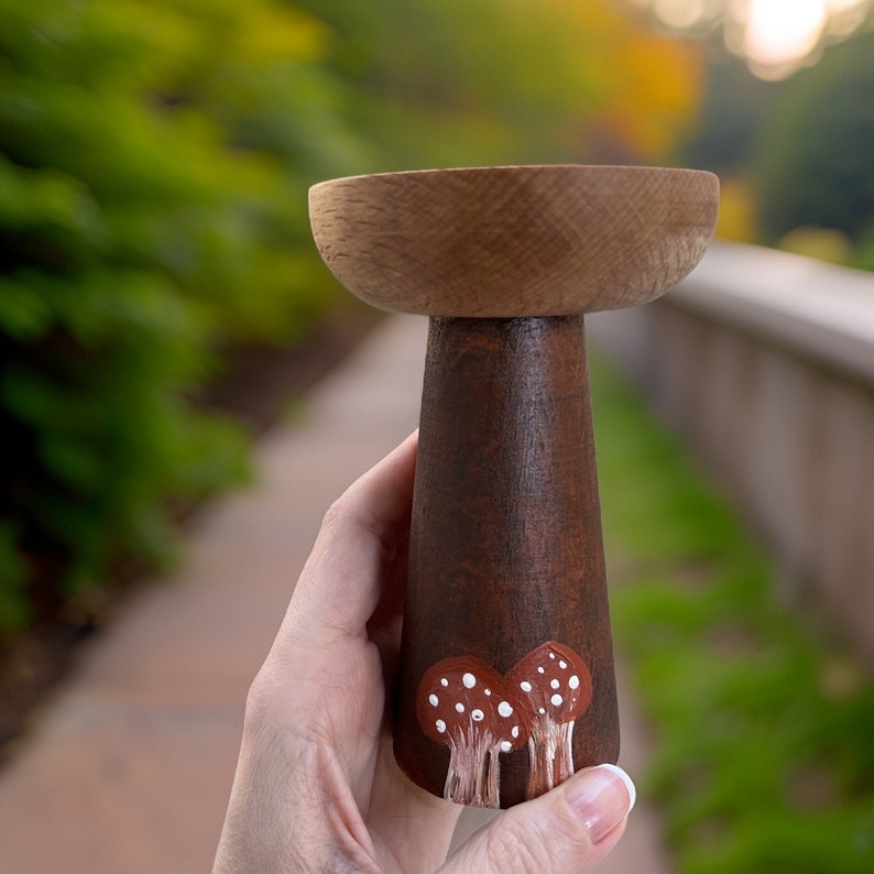Handpainted Mushroom Detailed Wooden Tealight Candle Holders Set of 3 ...