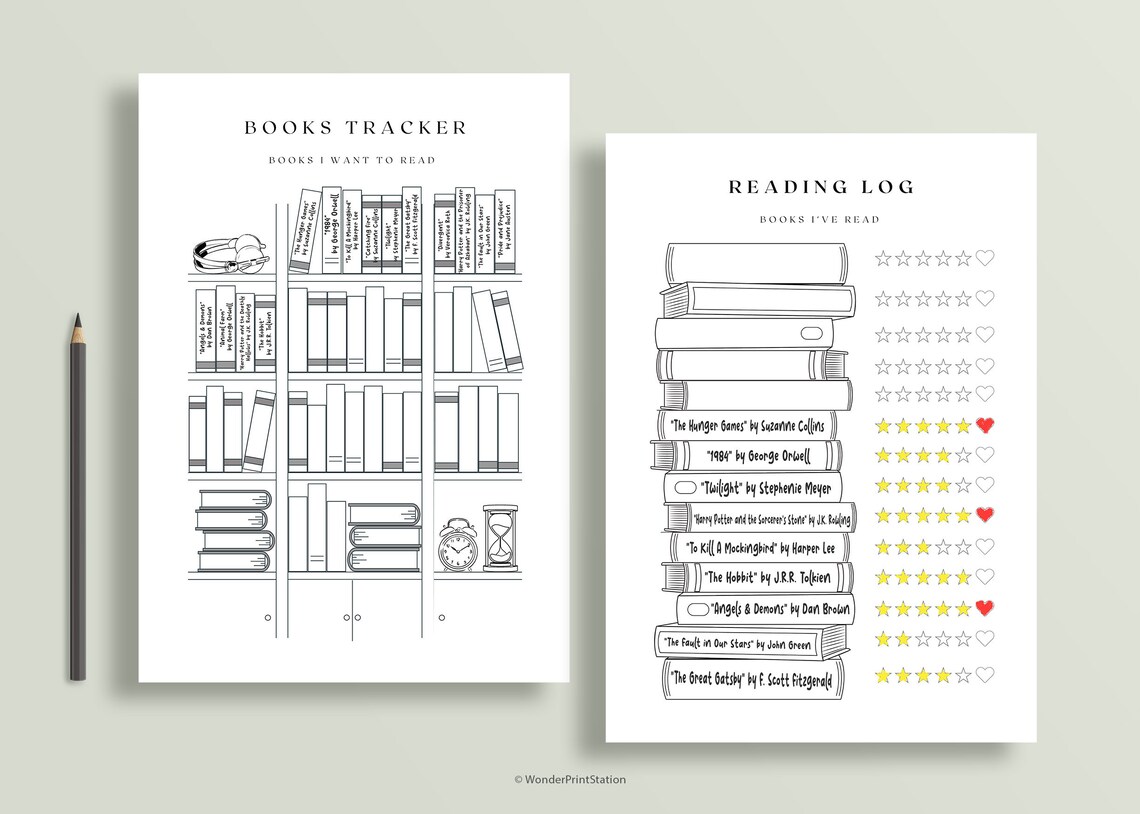 Books Tracker, Book Review, Printable Reading Log, Reading Tracker ...