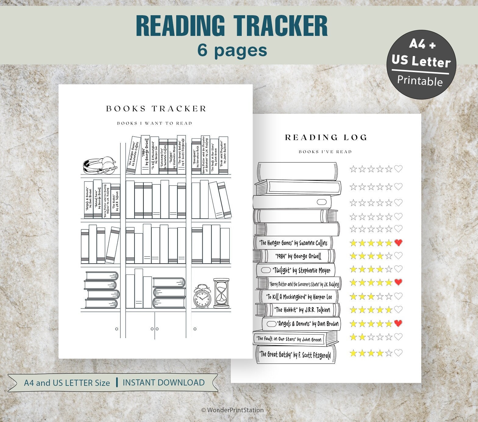 Books Tracker, Book Review, Printable Reading Log, Reading Tracker ...