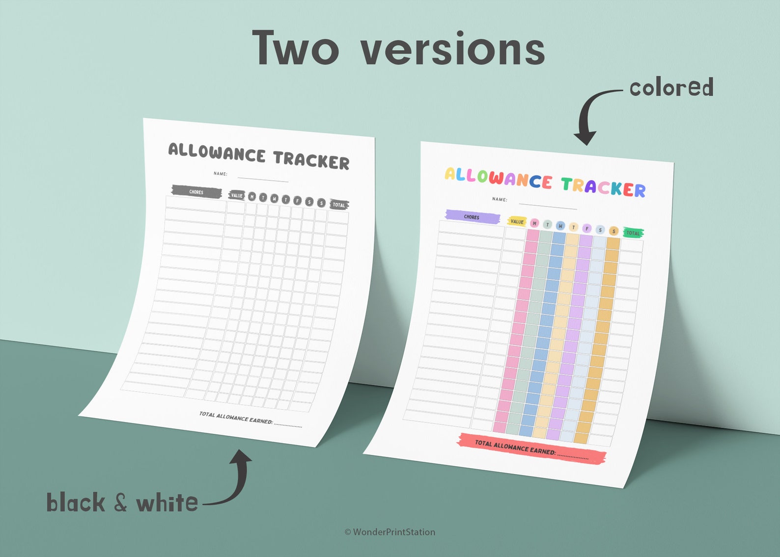 Weekly Allowance Tracker, Printable Kids Allowance Chore Chart, Reward ...