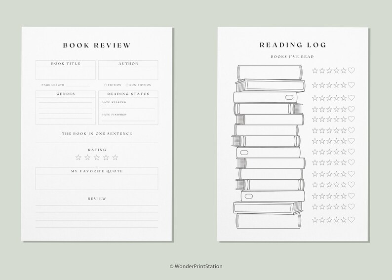 Books Tracker, Book Review, Printable Reading Log, Reading Tracker ...