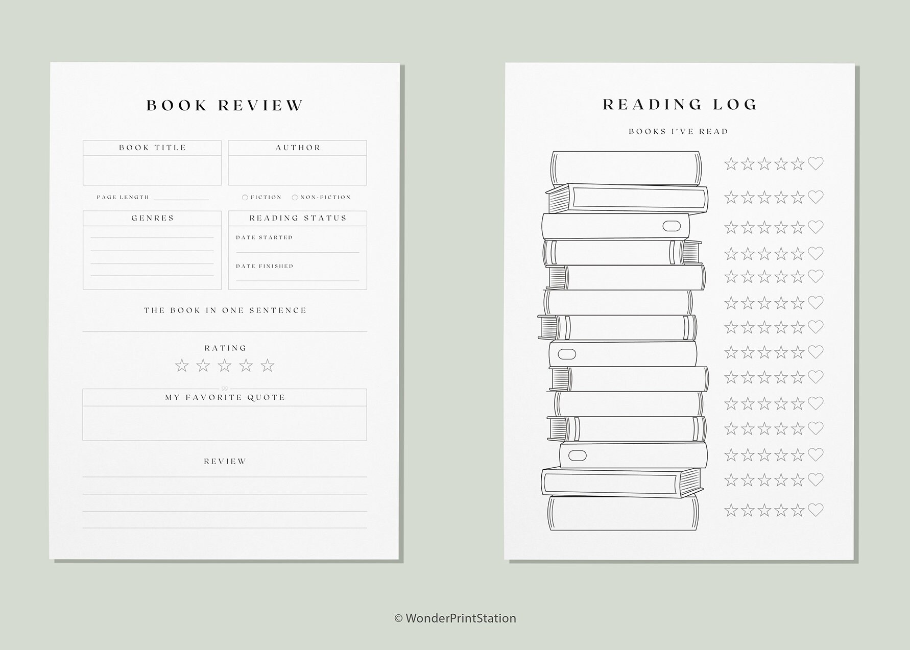 Books Tracker, Book Review, Printable Reading Log, Reading Tracker ...