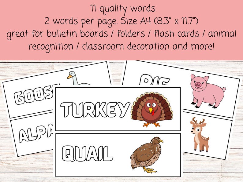 Farm Animal Word Wall Flash Card Pack | Farm | Primary | Animal ...