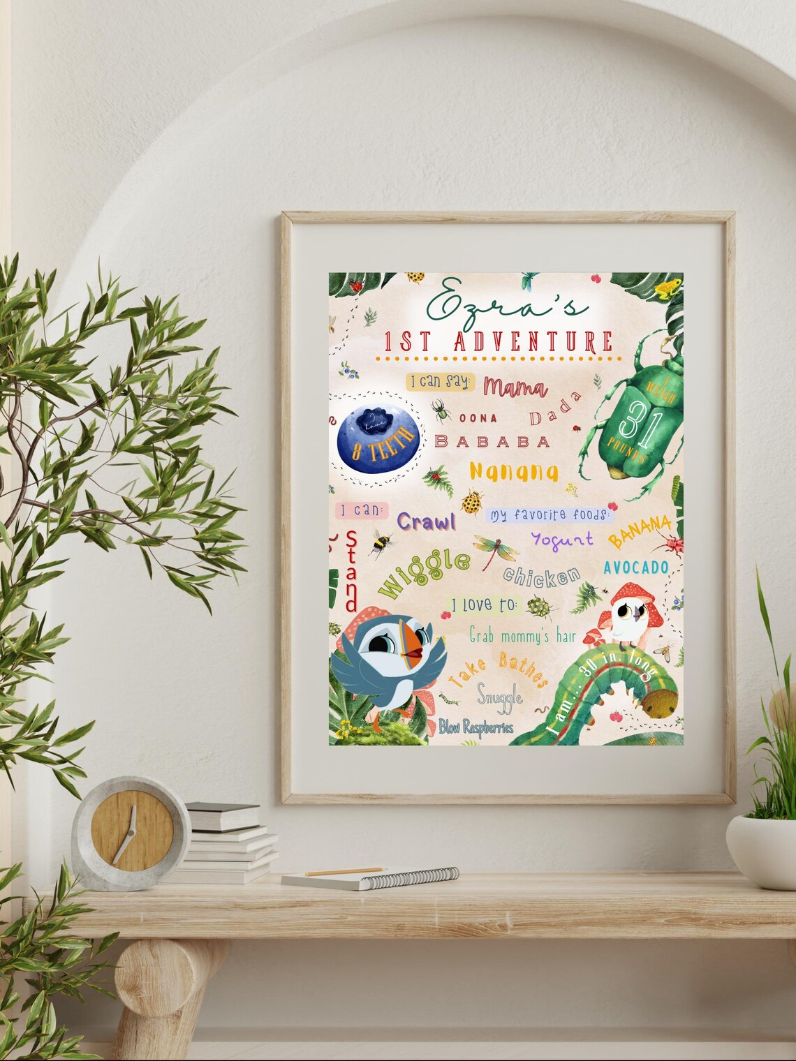 Puffin Rock Bug Insect Milestone Poster Sign, 18x24, Birthday Party ...