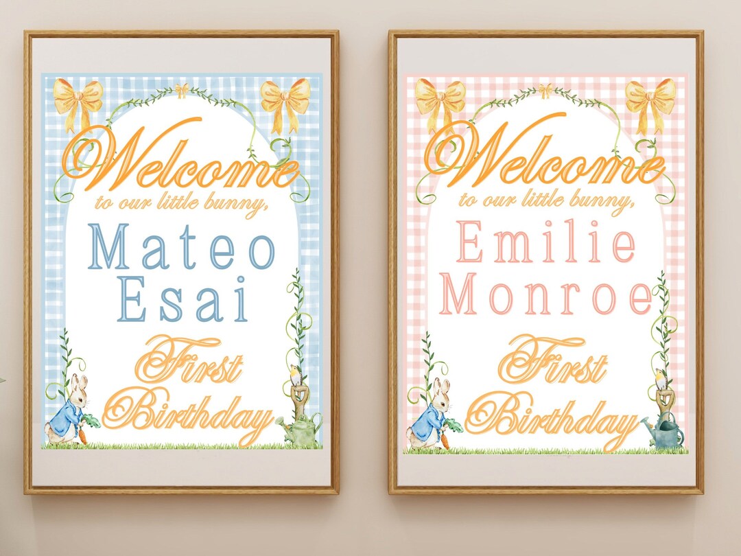 Beatrix Potter's Peter Rabbit Picnic Gingham Birthday Party Welcome ...