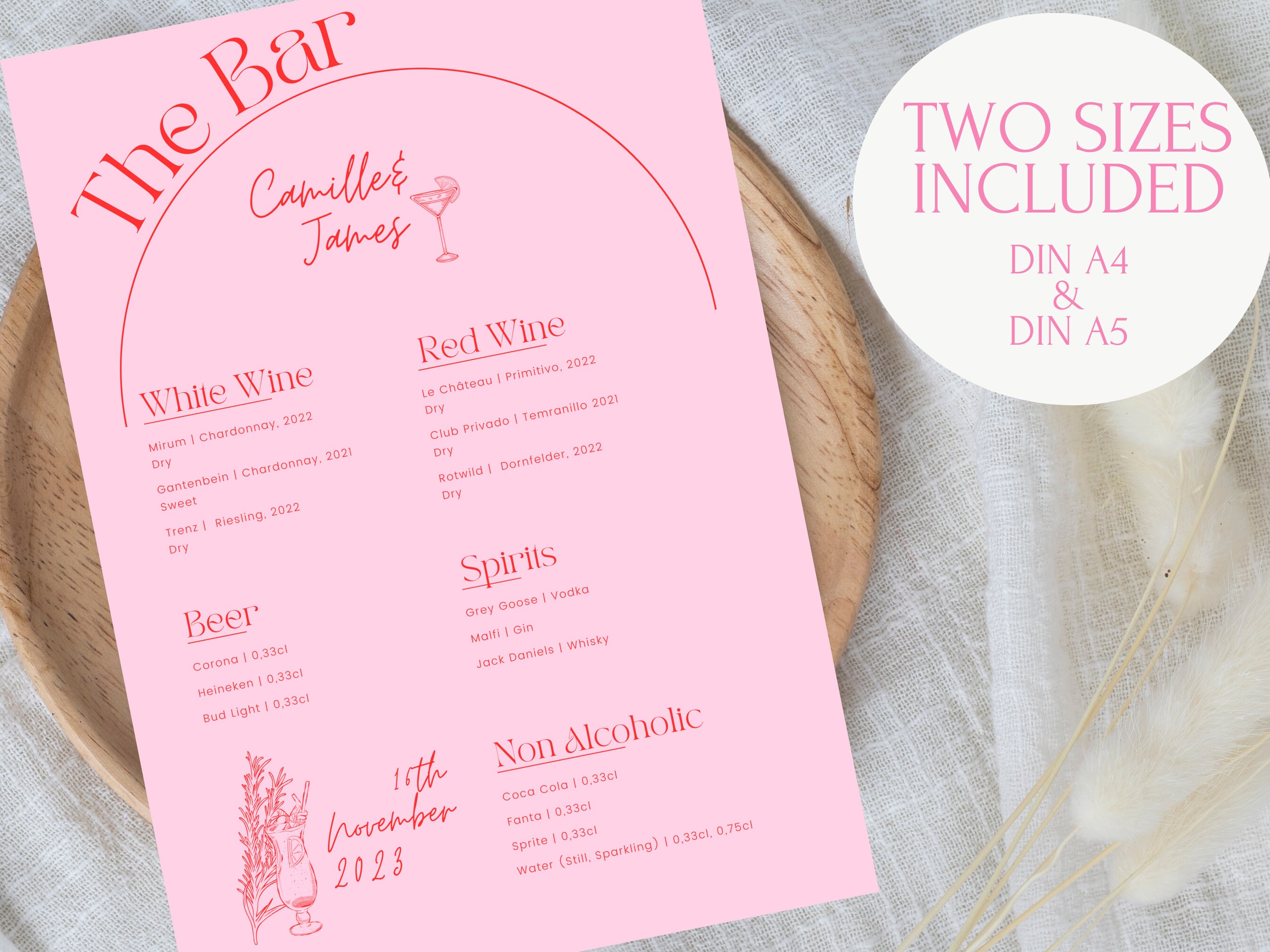 The Bar Menu,wedding Bar Menu, Menu, Bar Menu Template, Drinks Menu ...