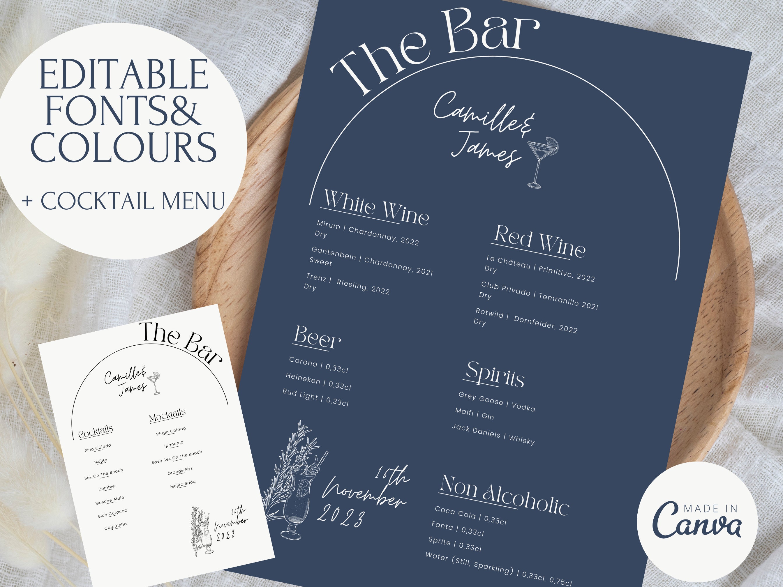 The Bar Menu,wedding Bar Menu, Menu, Bar Menu Template, Drinks Menu ...