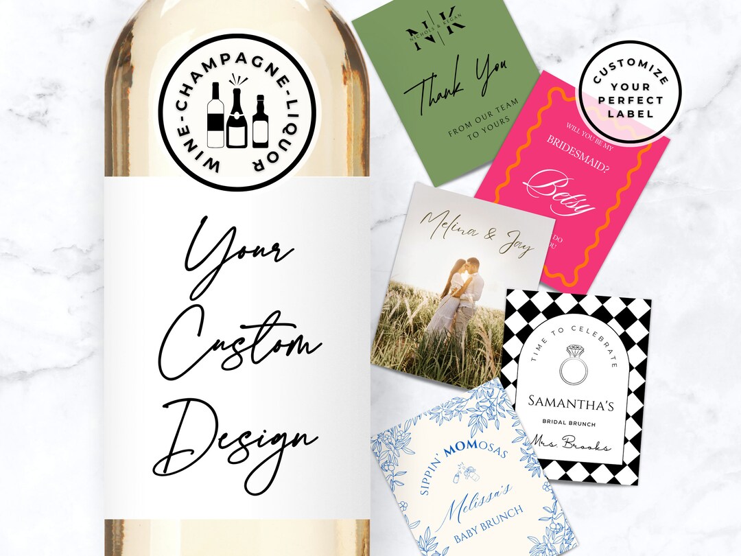 Custom Wine Bottle Label, Custom Champagne Label, Mini Champagne Bottle ...