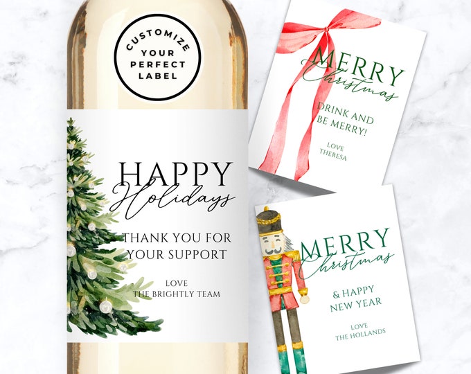Fun Christmas Gift Wine Labels Christmas Wine Labels Holiday Wine ...