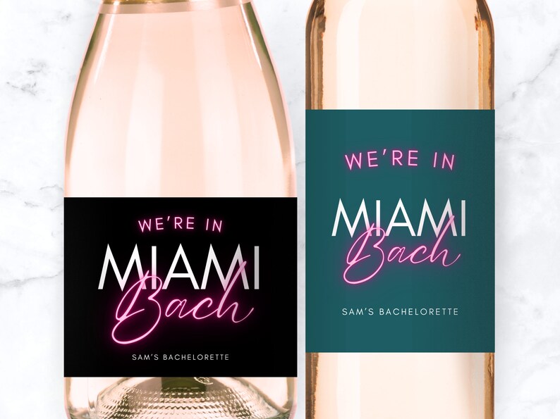 Miami Bach Champagne Label, Custom Champagne Label, Custom Wine Label ...