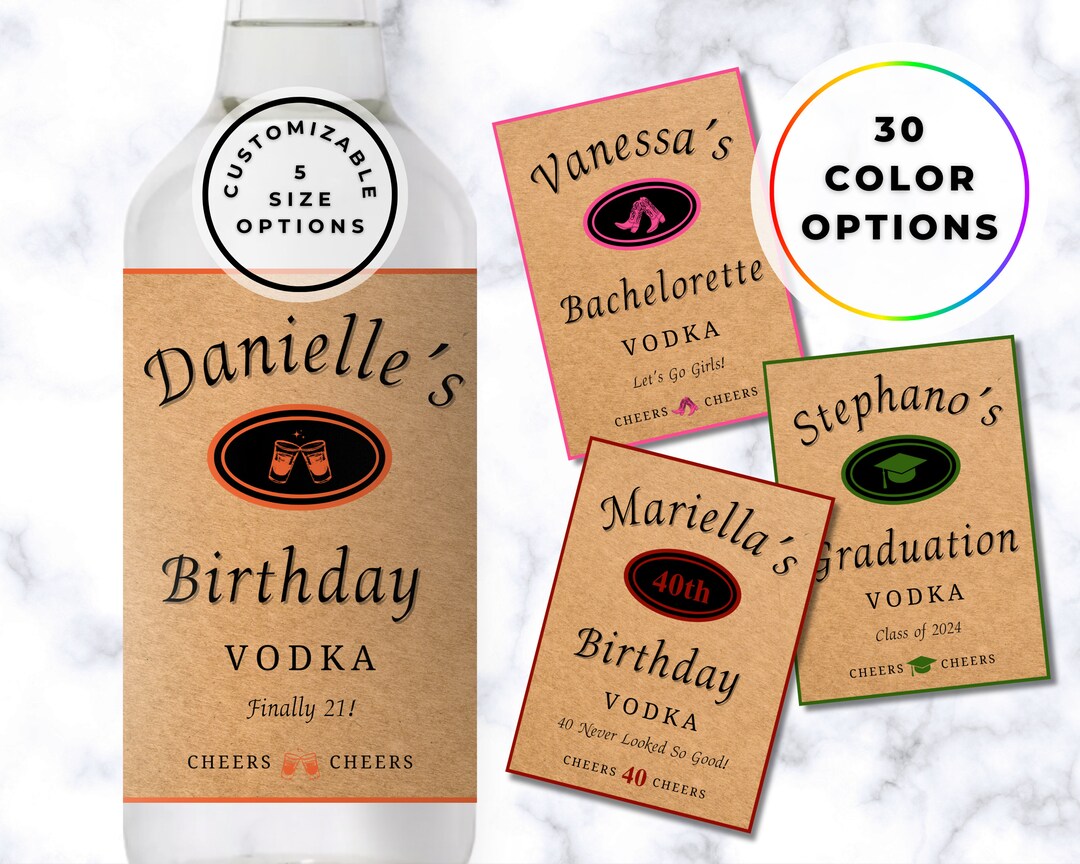 Custom Vodka Label, Birthday Vodka Label, Vodka Shot Label ...
